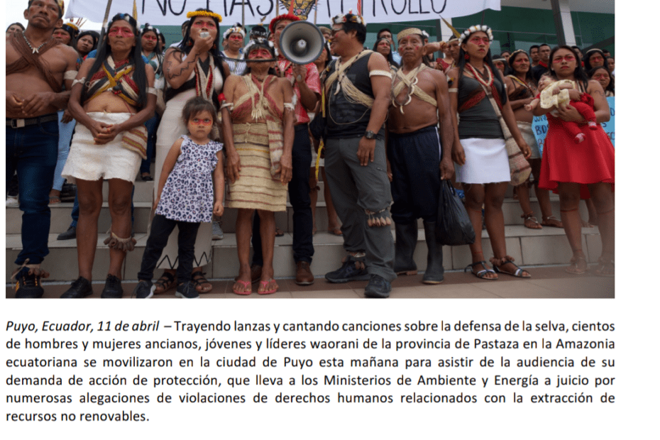 Pronunciamiento conjunto de Confeniae y #ResistenciaWaorani – CONFENIAE